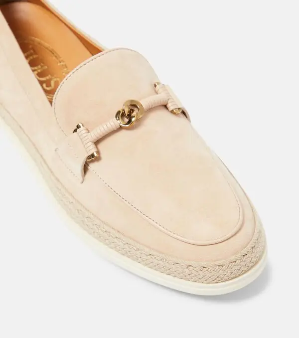 TOD'S T Ring Suede Loafers - Beige