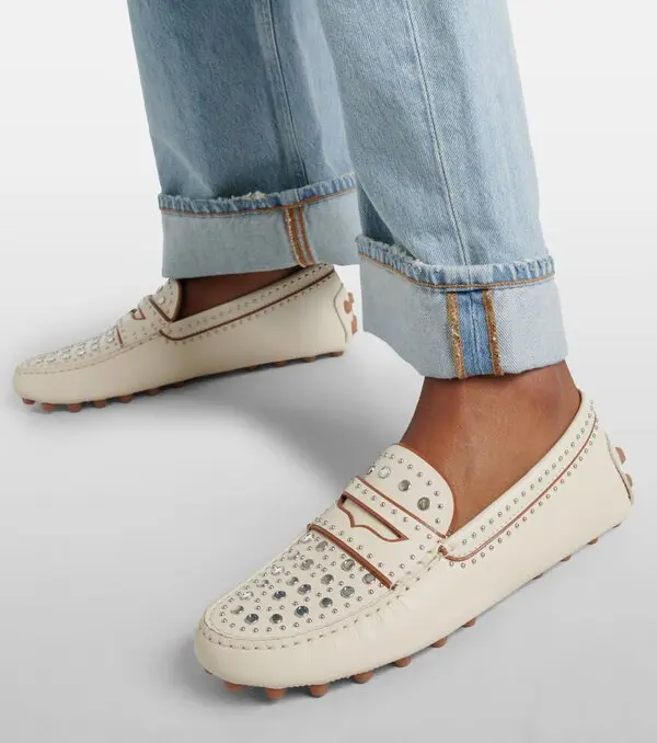 TOD'S Gommino Studded Leather Moccasins