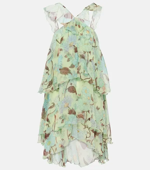 Stella McCartney Tiered Printed Minidress - Green