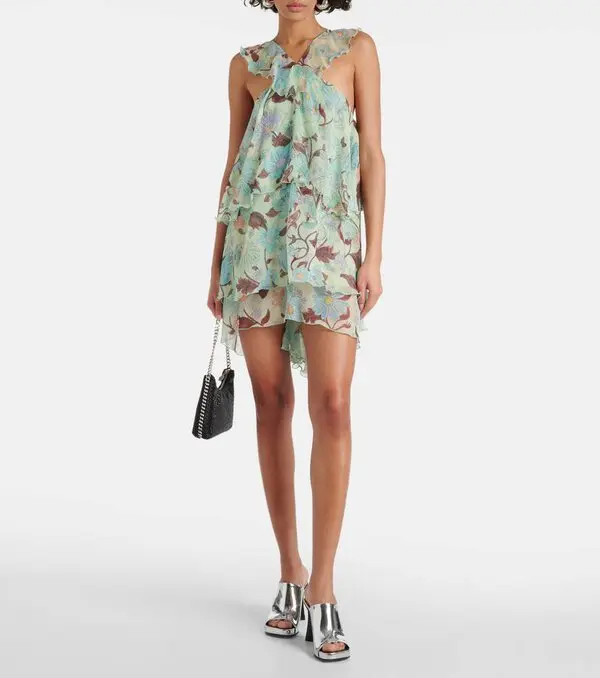 Stella McCartney Tiered Printed Minidress - Green