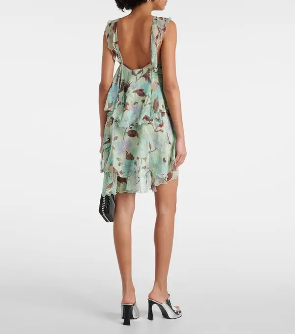Stella McCartney Tiered Printed Minidress - Green