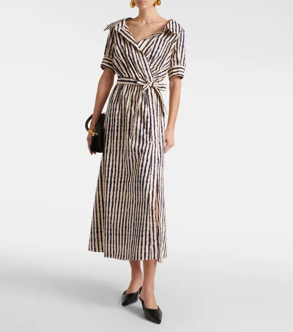 Altuzarra Lydia Off-shoulder Cotton-blend Midi Dress - Multicoloured