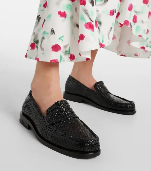 Marni Bambi Woven Leather Loafers In Black - 30% Off | Editorialist