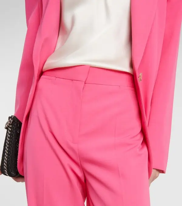 Stella McCartney High-rise Flared Wool-blend Pants - Pink