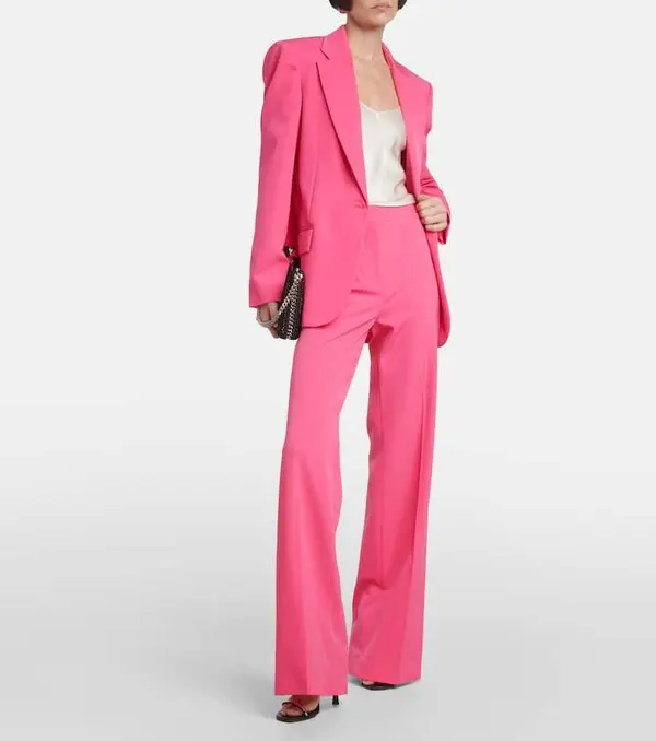 Stella McCartney High-rise Flared Wool-blend Pants - Pink