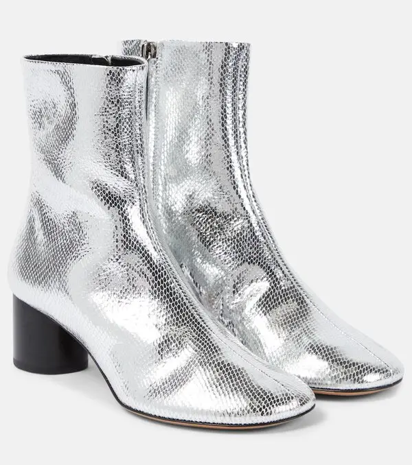 Isabel Marant Étoile Laeden Leather Ankle Boots - Silver