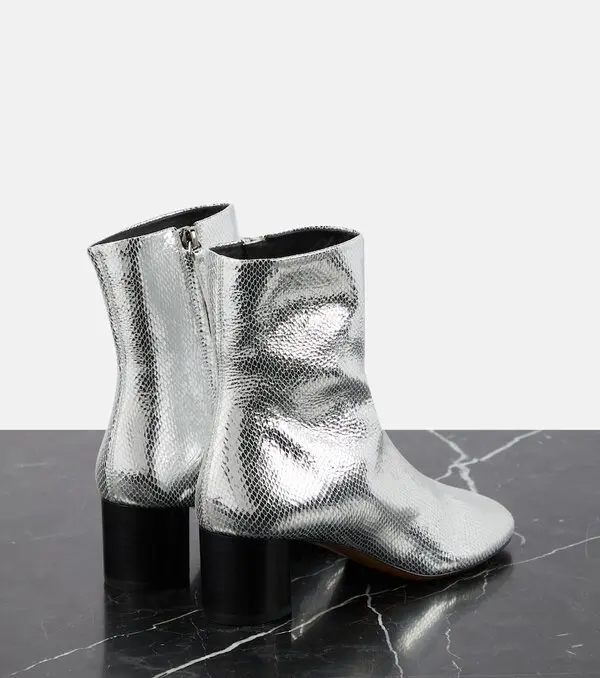 Isabel Marant Étoile Laeden Leather Ankle Boots - Silver