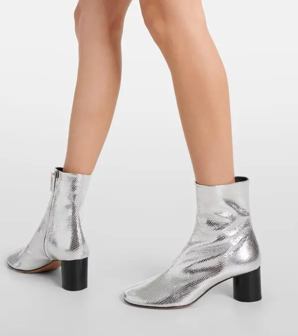 Isabel Marant Étoile Laeden Leather Ankle Boots - Silver