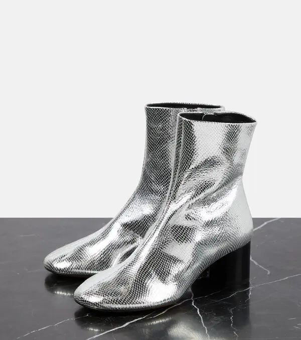 Isabel Marant Étoile Laeden Leather Ankle Boots - Silver