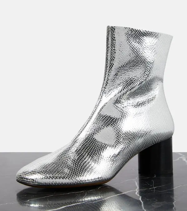 Isabel Marant Étoile Laeden Leather Ankle Boots - Silver