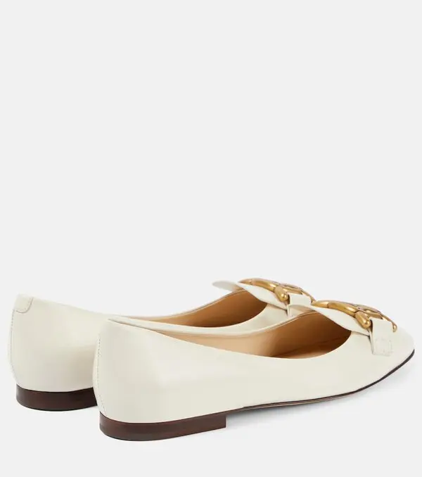 TOD'S Kate Leather Ballet Flats - White