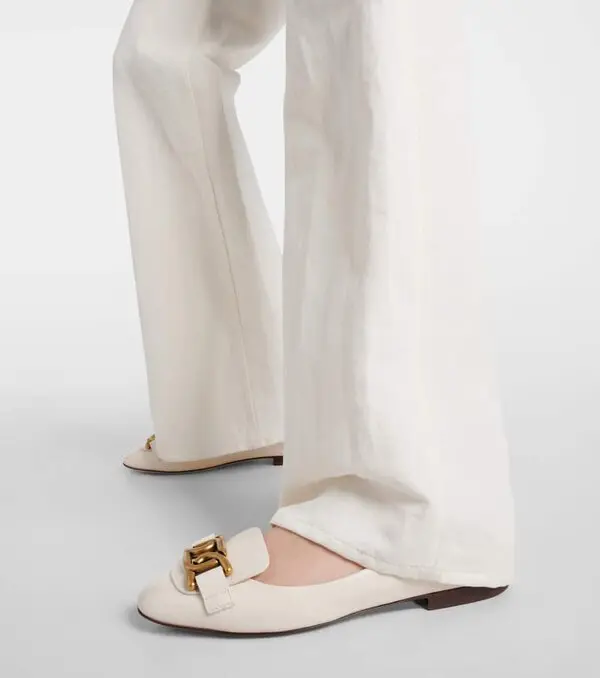 TOD'S Kate Leather Ballet Flats - White