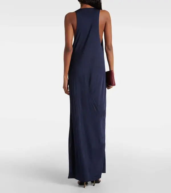 Saint Laurent Jersey Maxi Dress - Blue | Editorialist