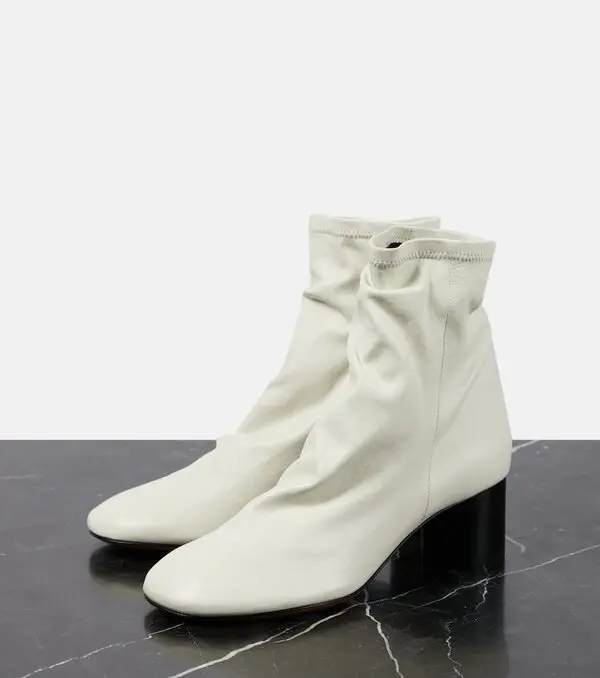 Isabel Marant Laeden Leather Ankle Boots - White