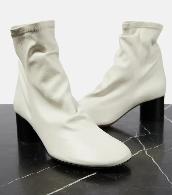 Isabel Marant Laeden Leather Ankle Boots - White
