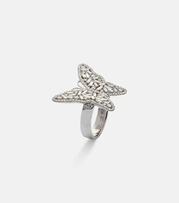 SUZANNE KALAN Bold Butterfly Medium Ring In 18kt White Gold With Diamonds