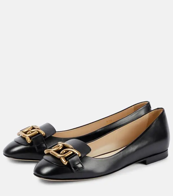 TOD'S Kate Leather Ballerinas - Black