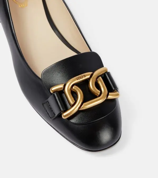 TOD'S Kate Leather Ballerinas - Black
