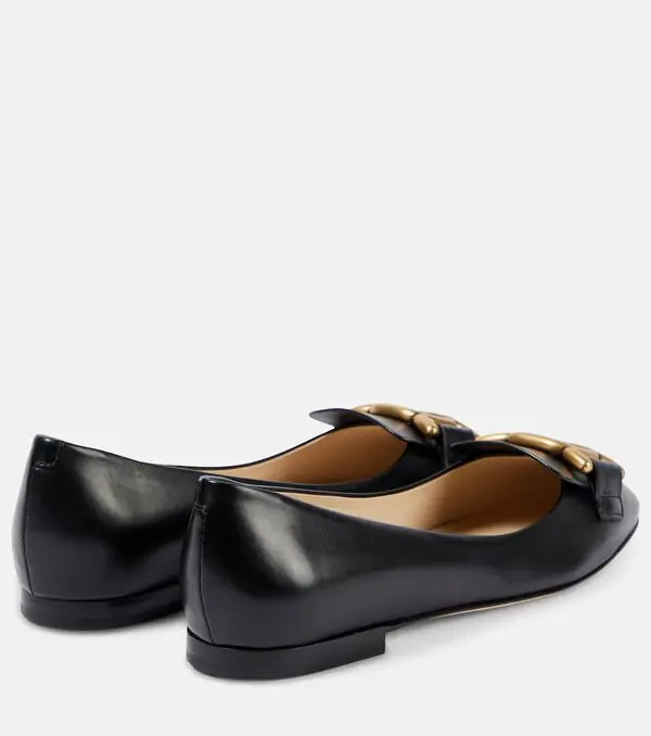 TOD'S Kate Leather Ballerinas - Black