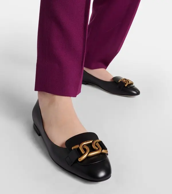 TOD'S Kate Leather Ballerinas - Black