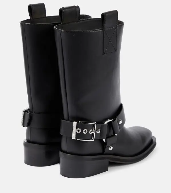 GANNI Faux Leather Biker Boots - Black
