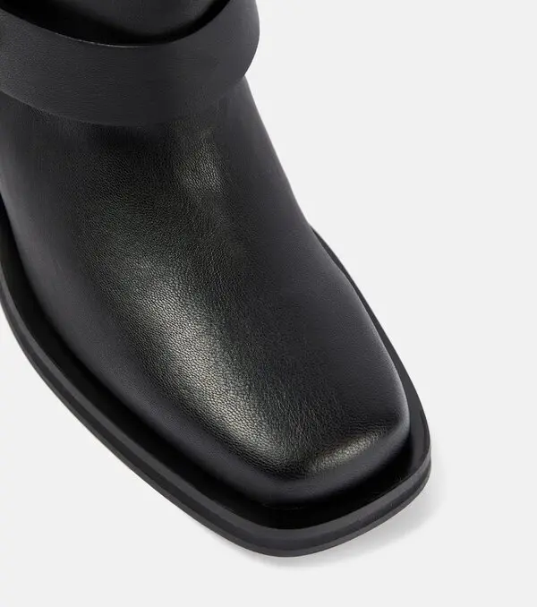 GANNI Faux Leather Biker Boots - Black