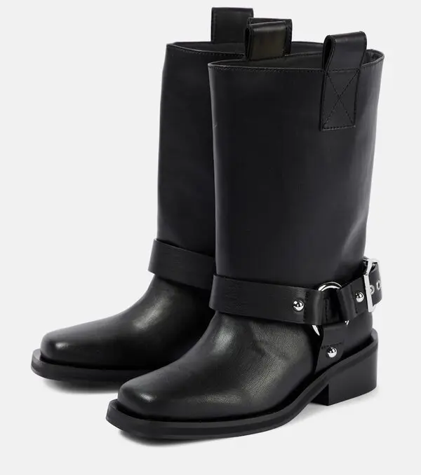 GANNI Faux Leather Biker Boots