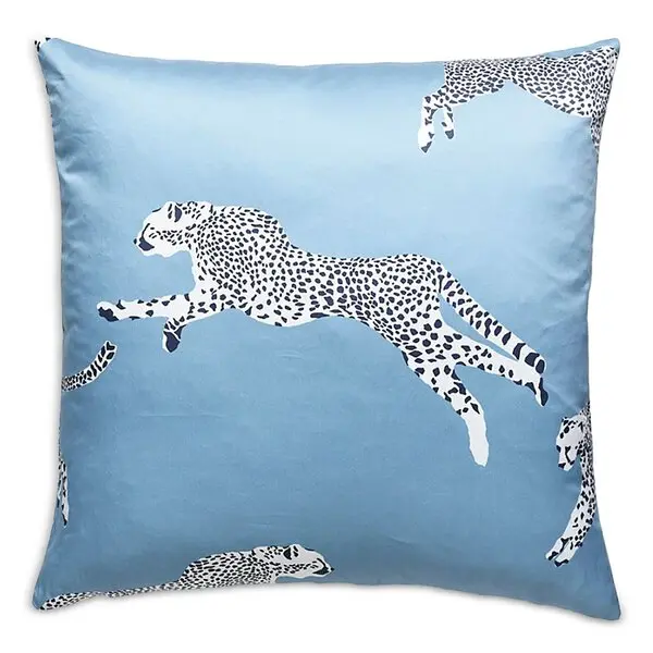 SCALAMANDRE Leaping Cheetah Decorative Pillow, 22 X 22 - Cloud Nine