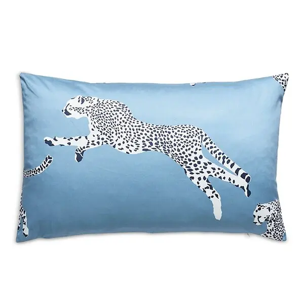 SCALAMANDRE Leaping Cheetah Lumbar Decorative Pillow, 22 X 14 - Cloud Nine