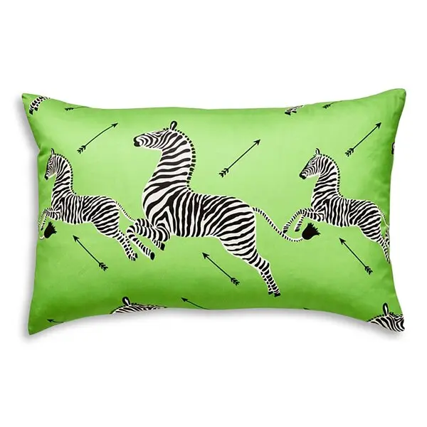 SCALAMANDRE Zebra's Petite Lumbar Decorative Pillow, 22 X 14 - Lime