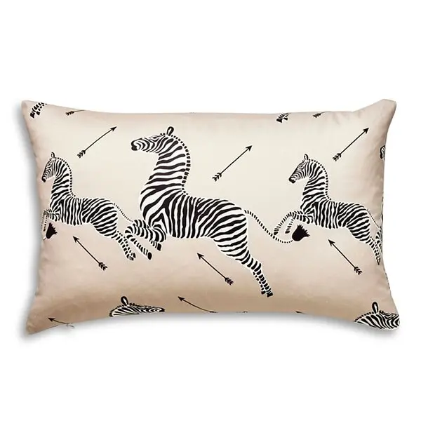 SCALAMANDRE Zebra's Petite Lumbar Decorative Pillow, 22 X 14 - Sand