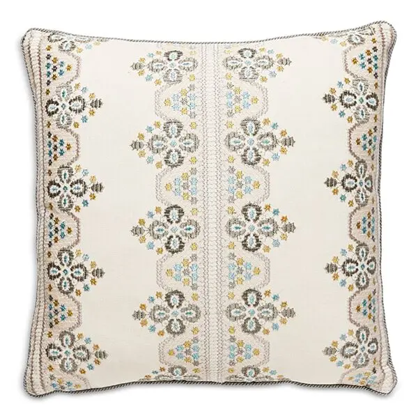 SCALAMANDRE Imogen Embroidery Decorative Pillow, 18 X 18 - Earl Gray