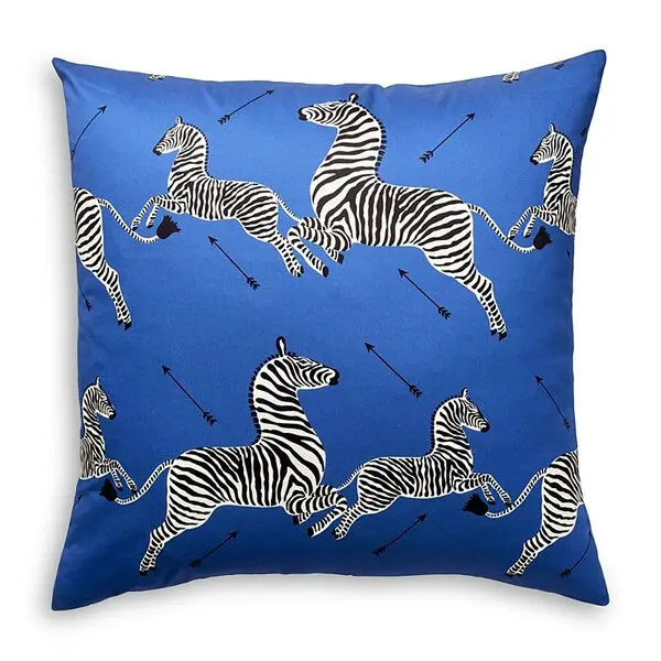 SCALAMANDRE Zebra's Petite Decorative Pillow, 22 X 22 - Denim