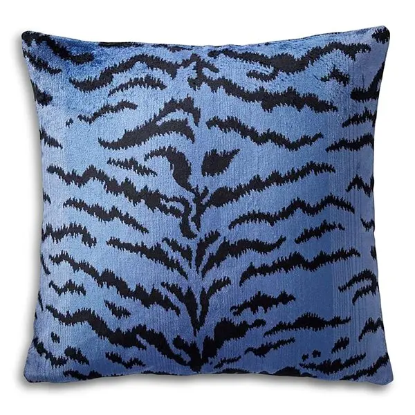 SCALAMANDRE Tigre Decorative Pillow, 22 X 22 - Blue/black