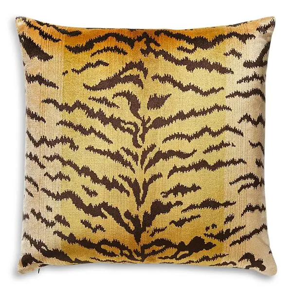 SCALAMANDRE Tigre Decorative Pillow, 22 X 22 - Ivory/black