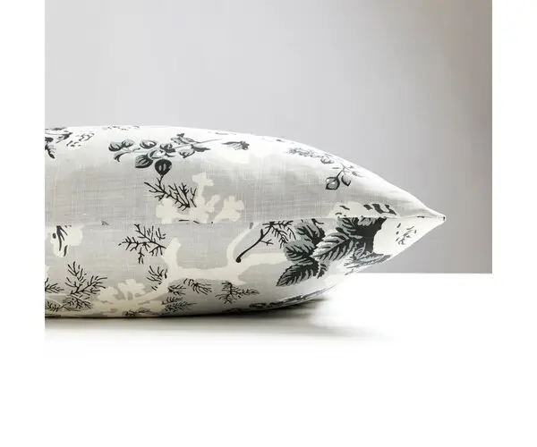 SCALAMANDRE Ascot Linen Print Pillow - French Gray