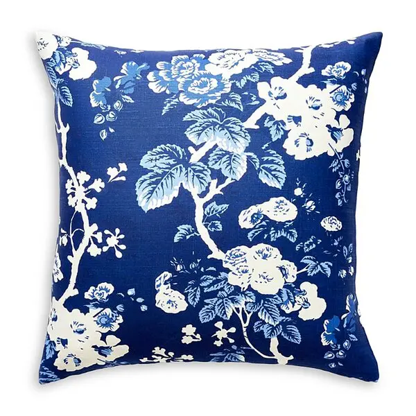 SCALAMANDRE Ascot Linen Print Pillow - Indigo