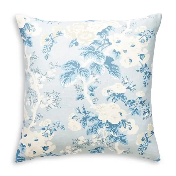 SCALAMANDRE Ascot Linen Print Pillow - Sky