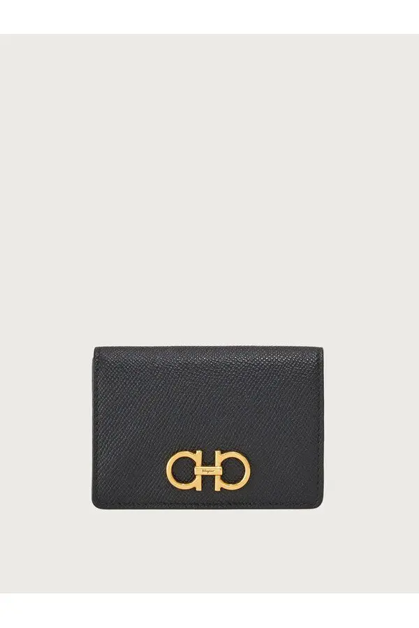 FERRAGAMO Gancini Credit Card Holder - Black