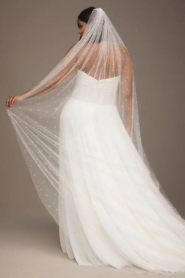 A.B. ELLIE Roesia Pearl Cathedral Veil - Ivory