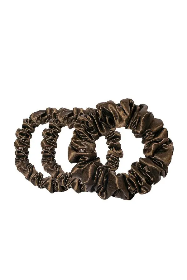Slip Assorted Scrunchies Set Of 3 - Dark Brown