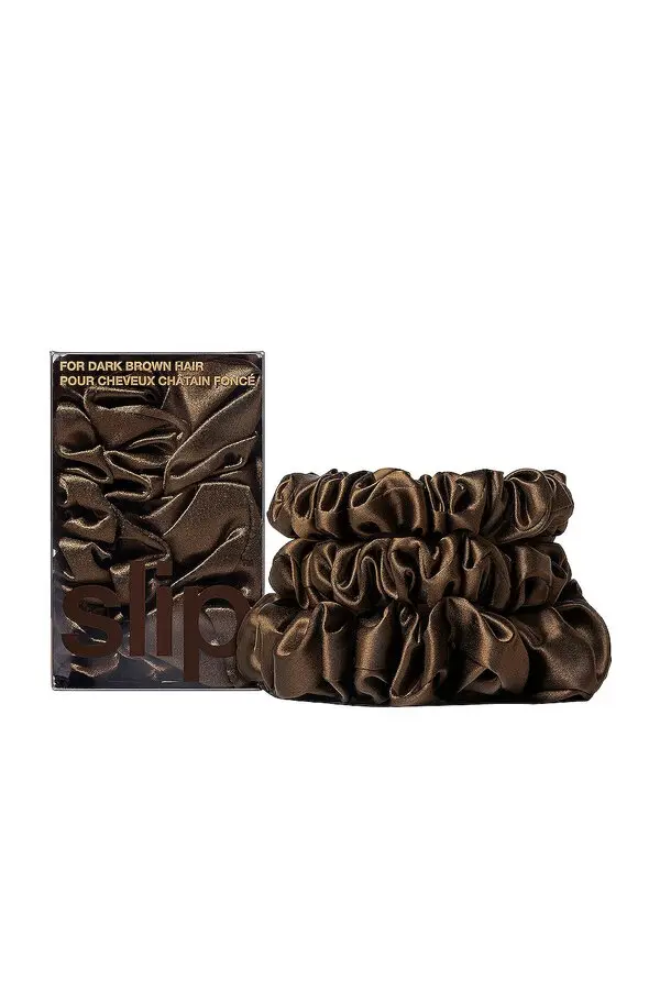 Slip Assorted Scrunchies Set Of 3 - Dark Brown