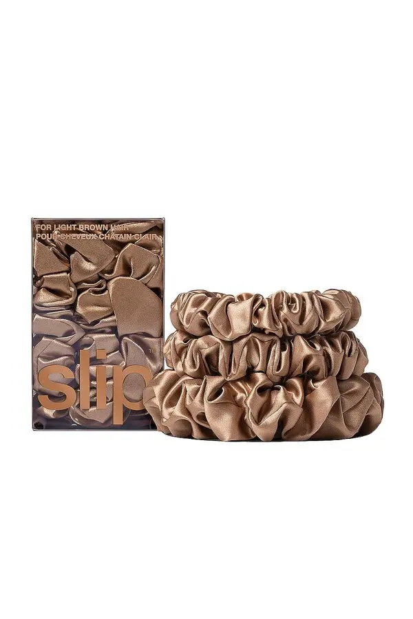 Slip Assorted Scrunchies Set Of 3 - Light Brown