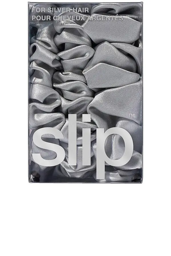 Slip Assorted Metallic Scrunchies Set Of 3 - Silver