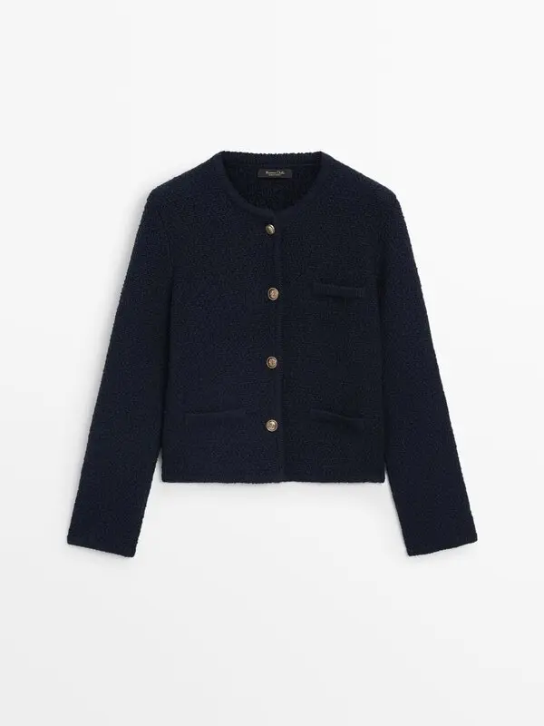 Massimo Dutti Textured Knit Cardigan