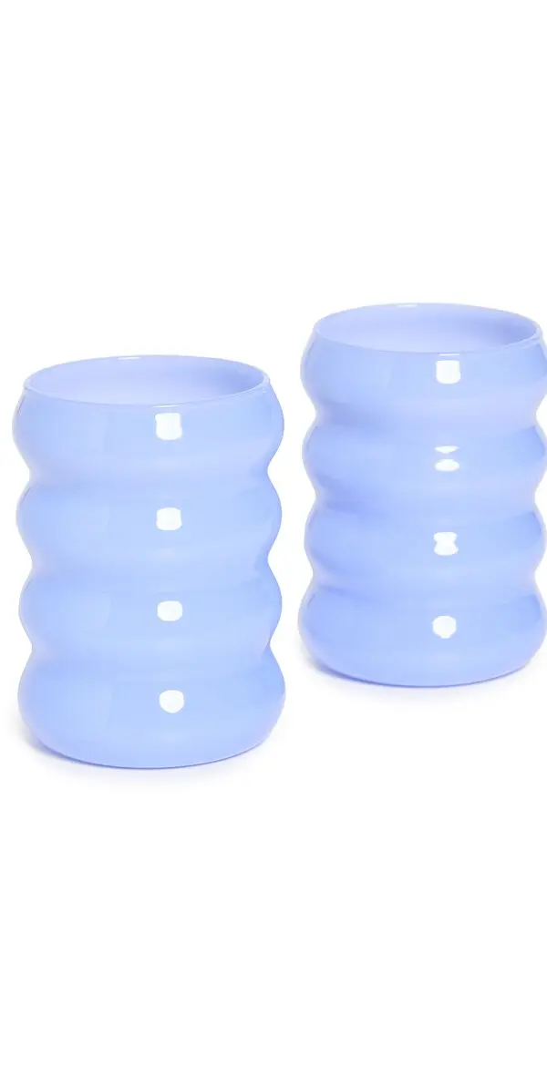 SOPHIE LOU JACOBSEN Opaque Ripple Cups Set Of Two - Cornflower