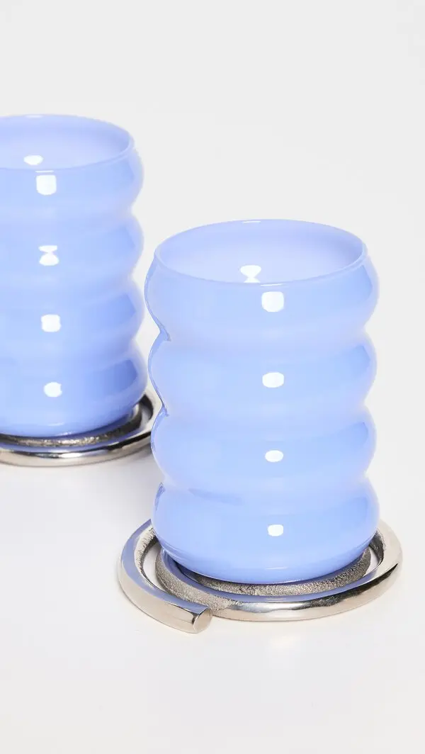 SOPHIE LOU JACOBSEN Opaque Ripple Cups Set Of Two - Cornflower