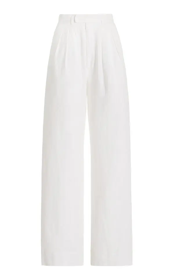 Posse Louis Pleated Linen Trousers - Ivory