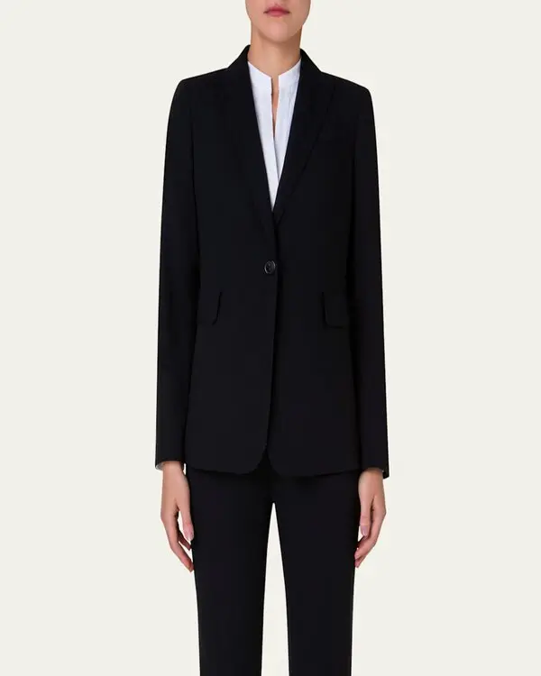 Akris One-button Wool Blazer