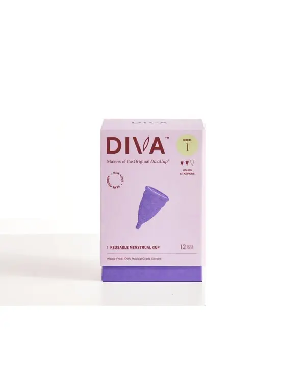 DIVACUP Diva Cup Bpa-free Reusable Menstrual Cup Leak-free Up To 12 Hours Of Protection Model 1 - Open White